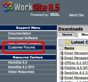 Support: iManage WorkSite FileSite